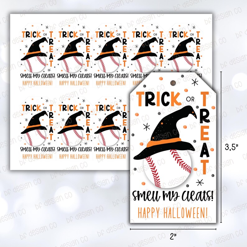 Halloween Treat Tag, Trick or Treat Smell My Feet, Baseball Treat Bags ...