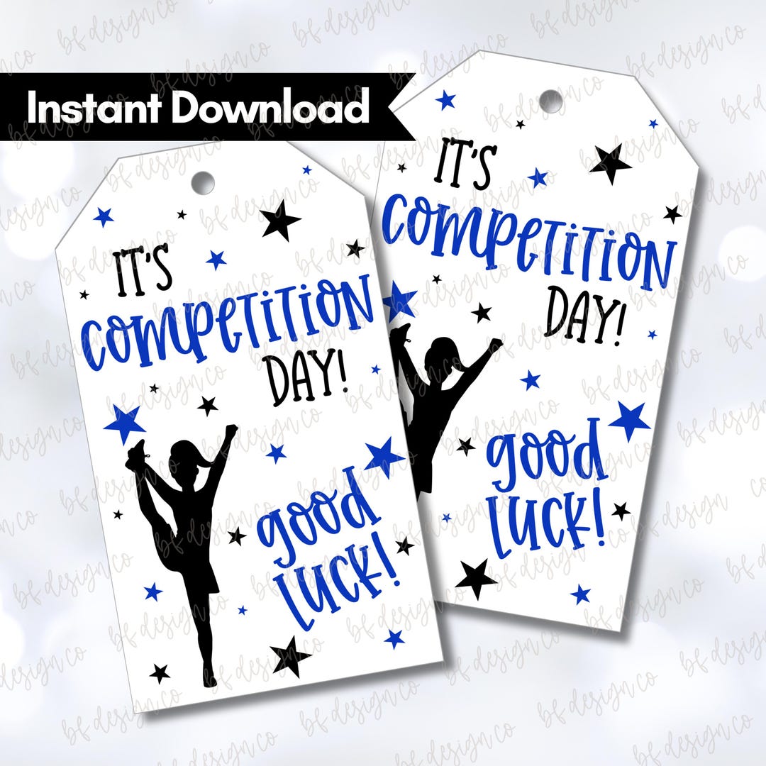 BLUE "it's Competition Day" | Cheer Competition Gift Tag, Blue Cheer ...