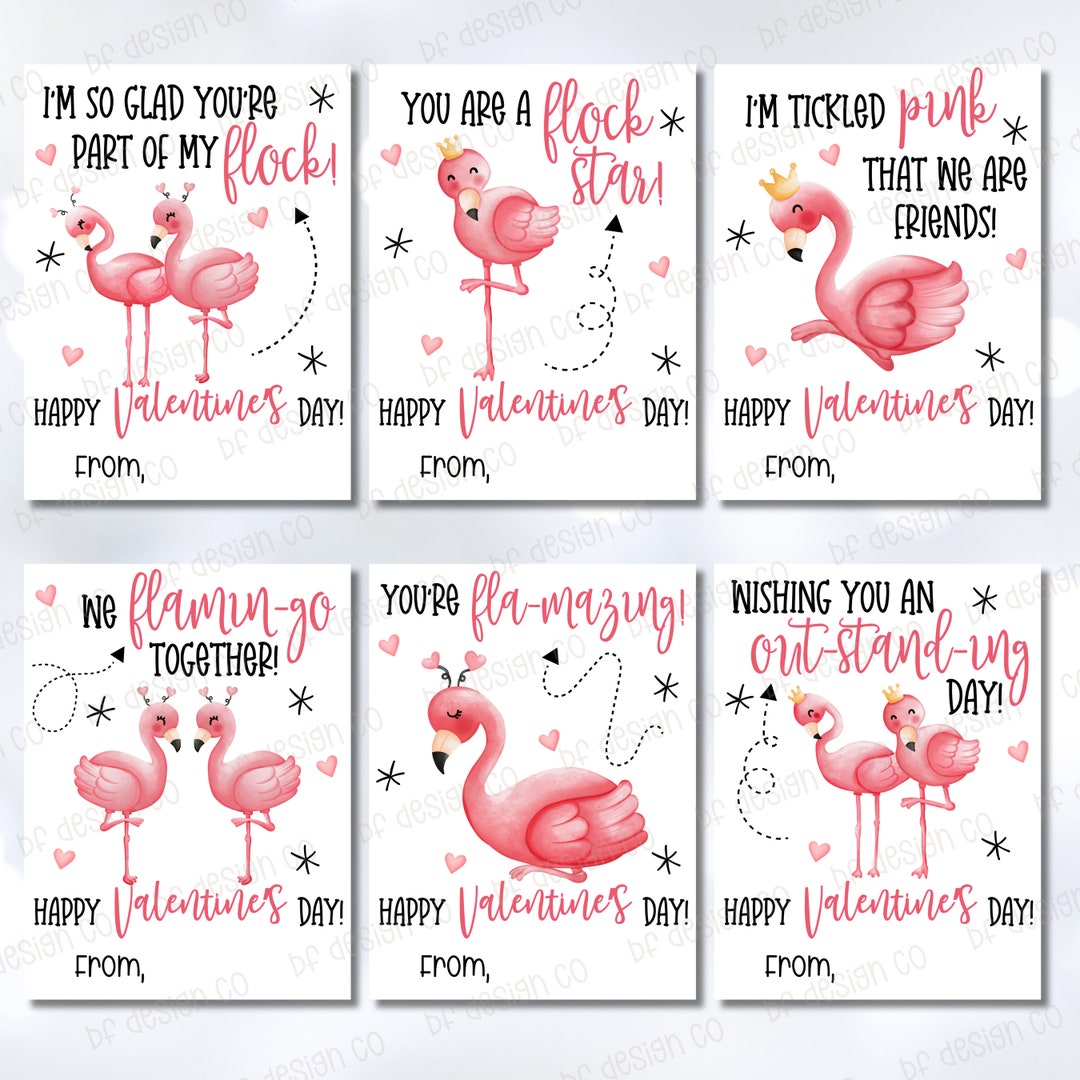 Flamingo Valentines Class Valentines Valentines Day Printable ...