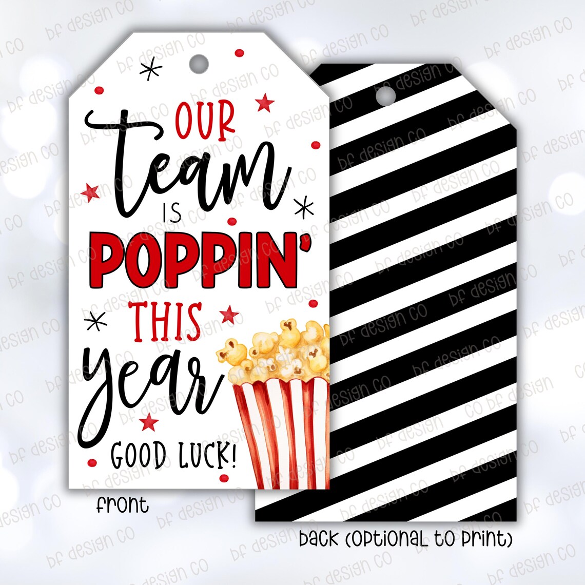 Popcorn Favor Tag, Team Gift Tag, Our Team is Poppin This Year, Good ...