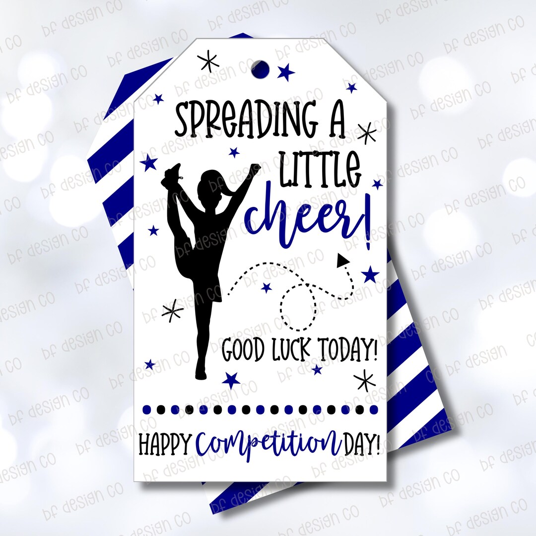 Cheer Competition Gift Tag, Competition Day Gift Tag, Navy Cheer Gift ...