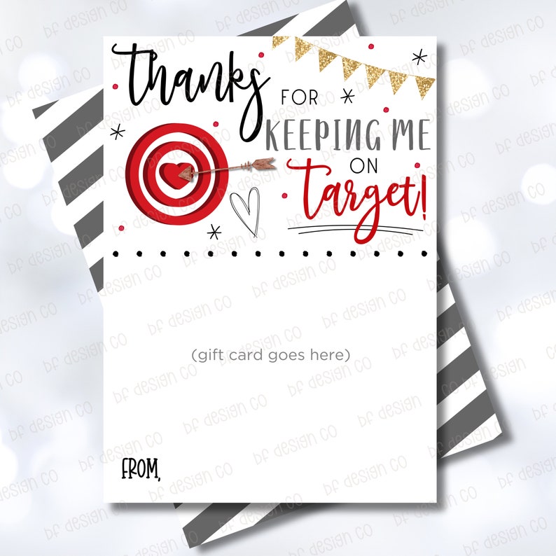 Target Gift Card Holder, Thanks for Keeping Me on Target, Thank You ...