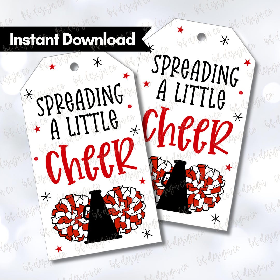 RED "pompom Spreading A Little Cheer" | Cheer Competition Gift Tag, Red ...