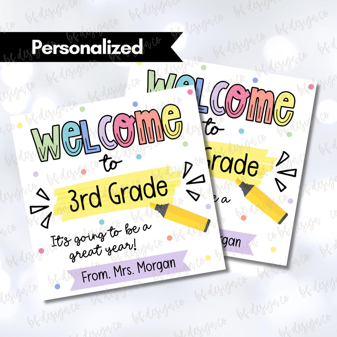 3RD GRADE Back to School Treat Tags, First Day of School Teacher Gift ...