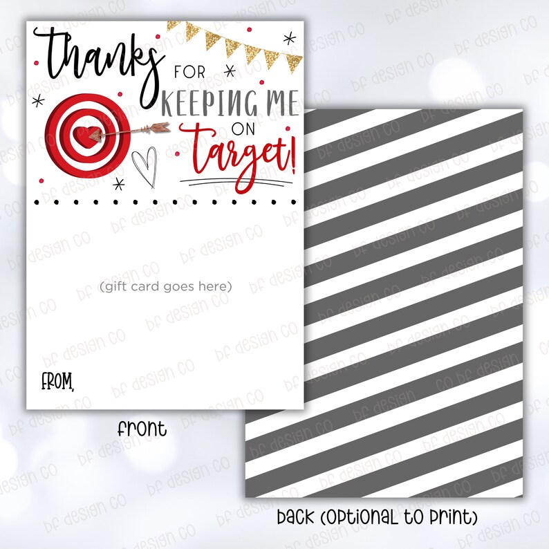 Target Gift Card Holder, Thanks for Keeping Me on Target, Thank You ...