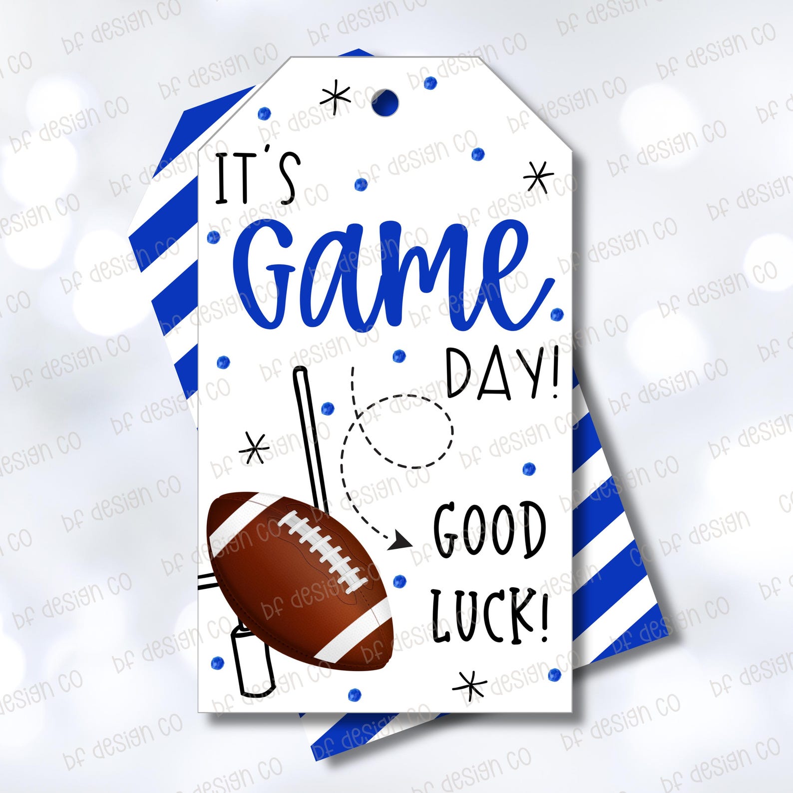 Game Day Gift Tag, Football Favor Tag, Blue Gift Tag, Football Gift Tag ...
