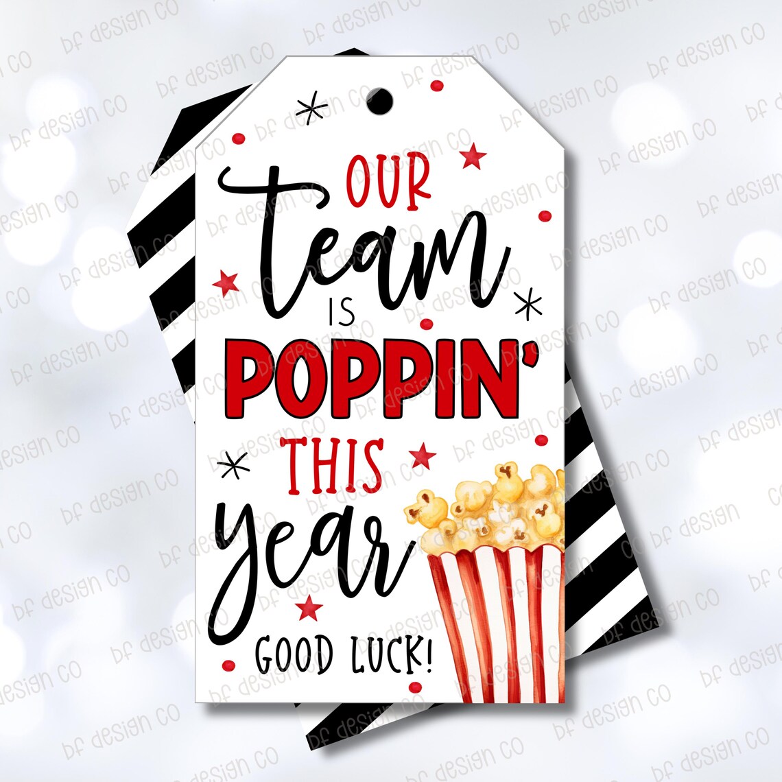 Popcorn Favor Tag, Team Gift Tag, Our Team is Poppin This Year, Good ...