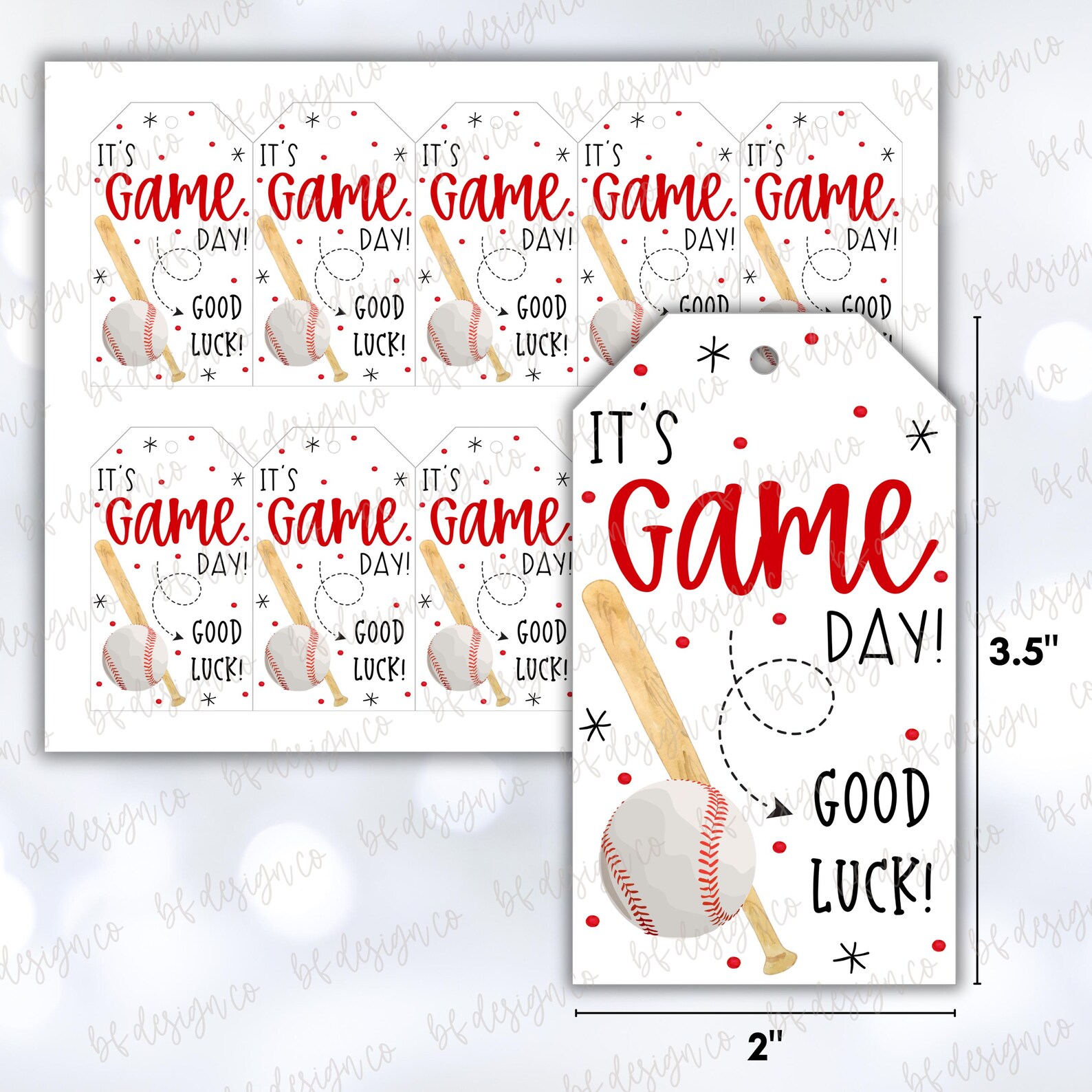 It's Game Day, Game Day Favors, Baseball Favor Tag, Baseball Team Gift ...