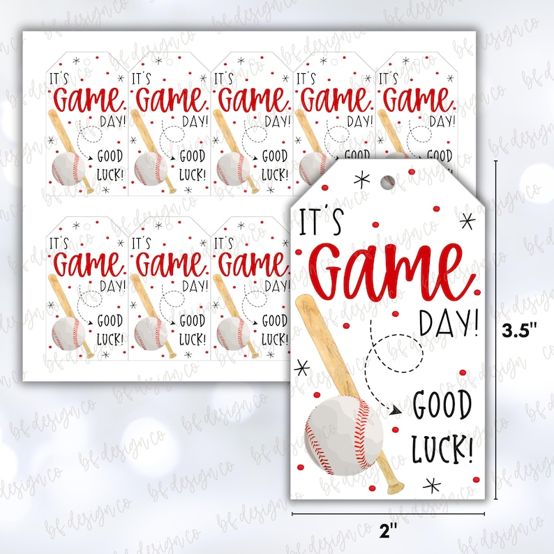 It's Game Day, Game Day Favors, Baseball Favor Tag, Baseball Team Gift ...