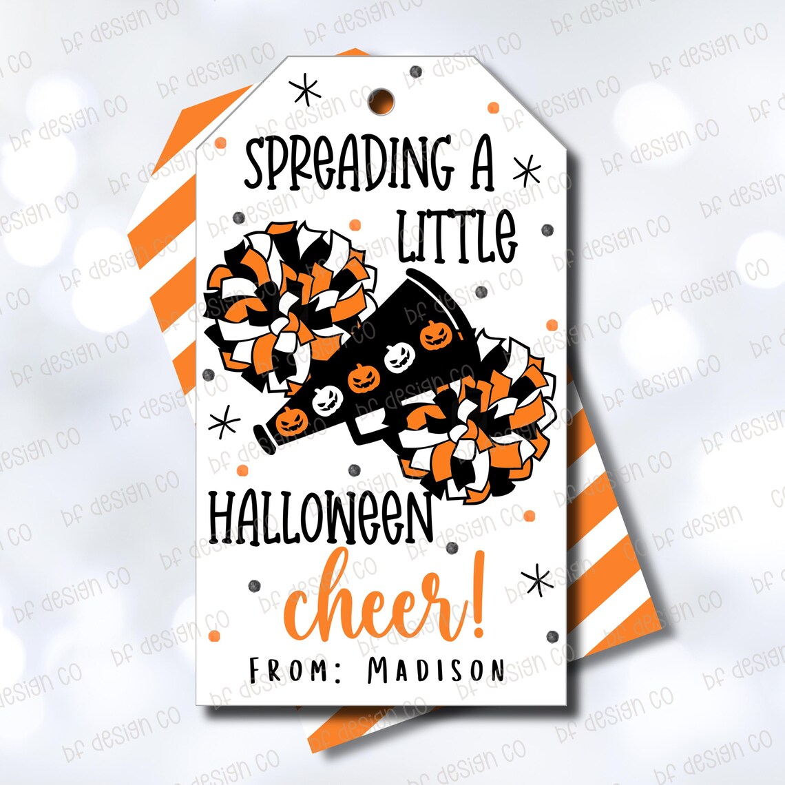 PERSONALIZED Halloween Cheer Gift Tag, Spreading Cheer, Competition Day ...