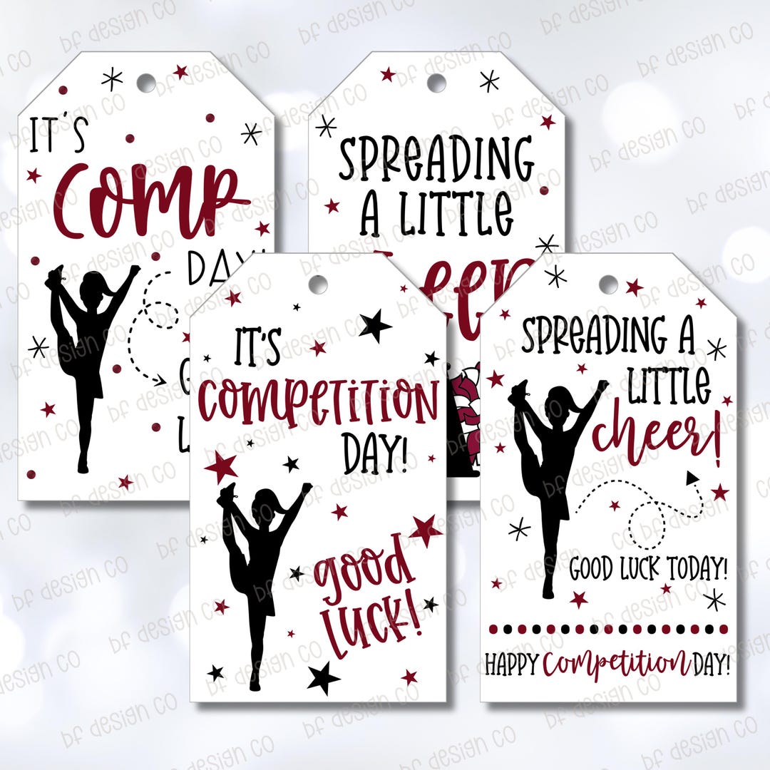 Set of 4 Competition Day Gift Tags, Spreading A Little Cheer, Cheer ...