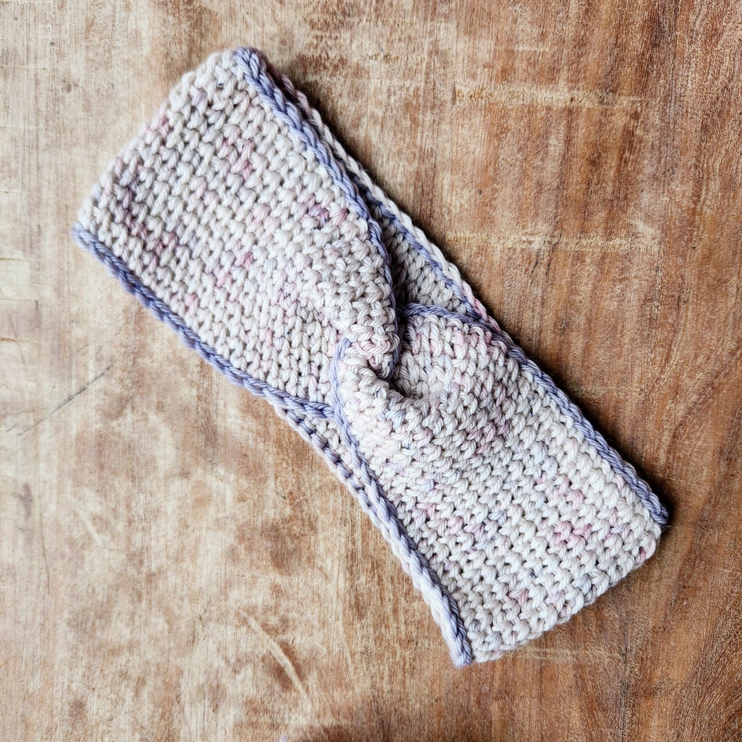 Periwinkle Pearl Crochet Knit Ear Warmer Headband With a Twist - Etsy