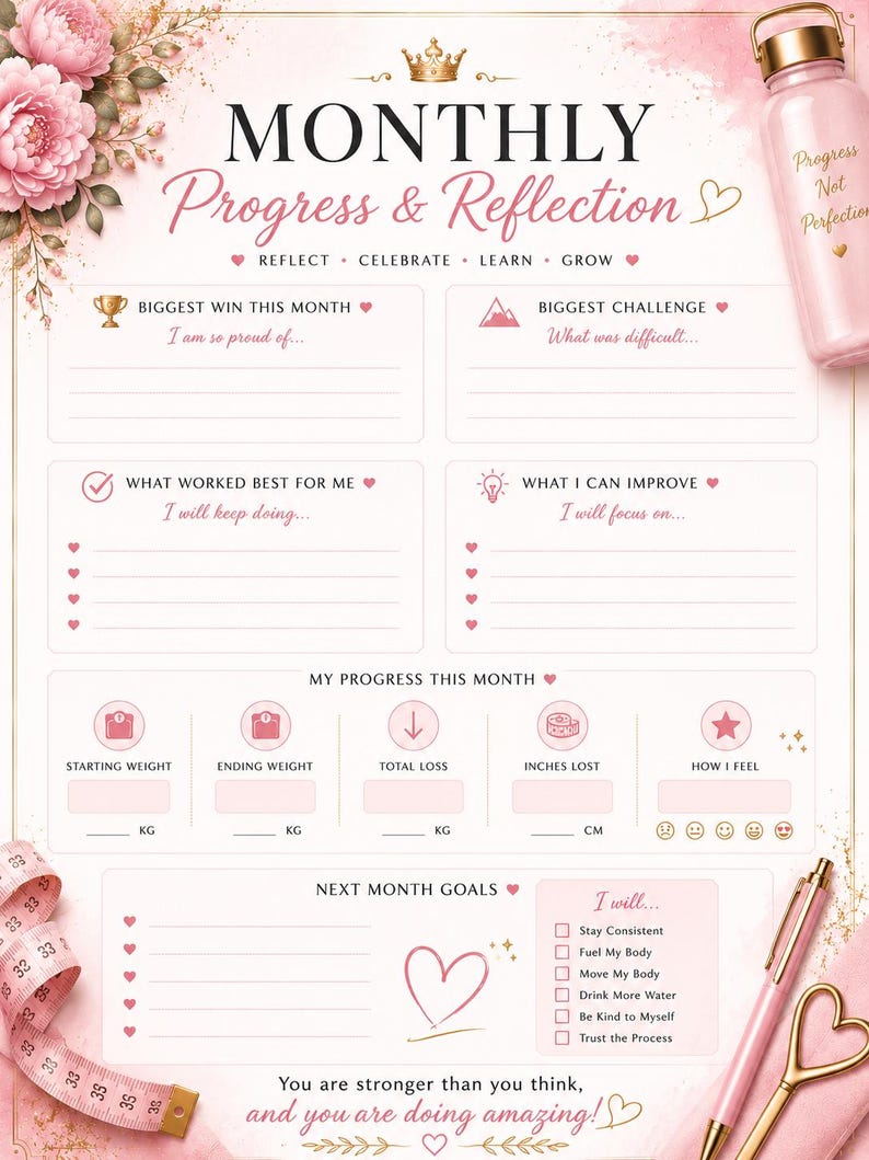 Weight Loss Planner Printable | Track Meals, Workouts, Habits (digital ...