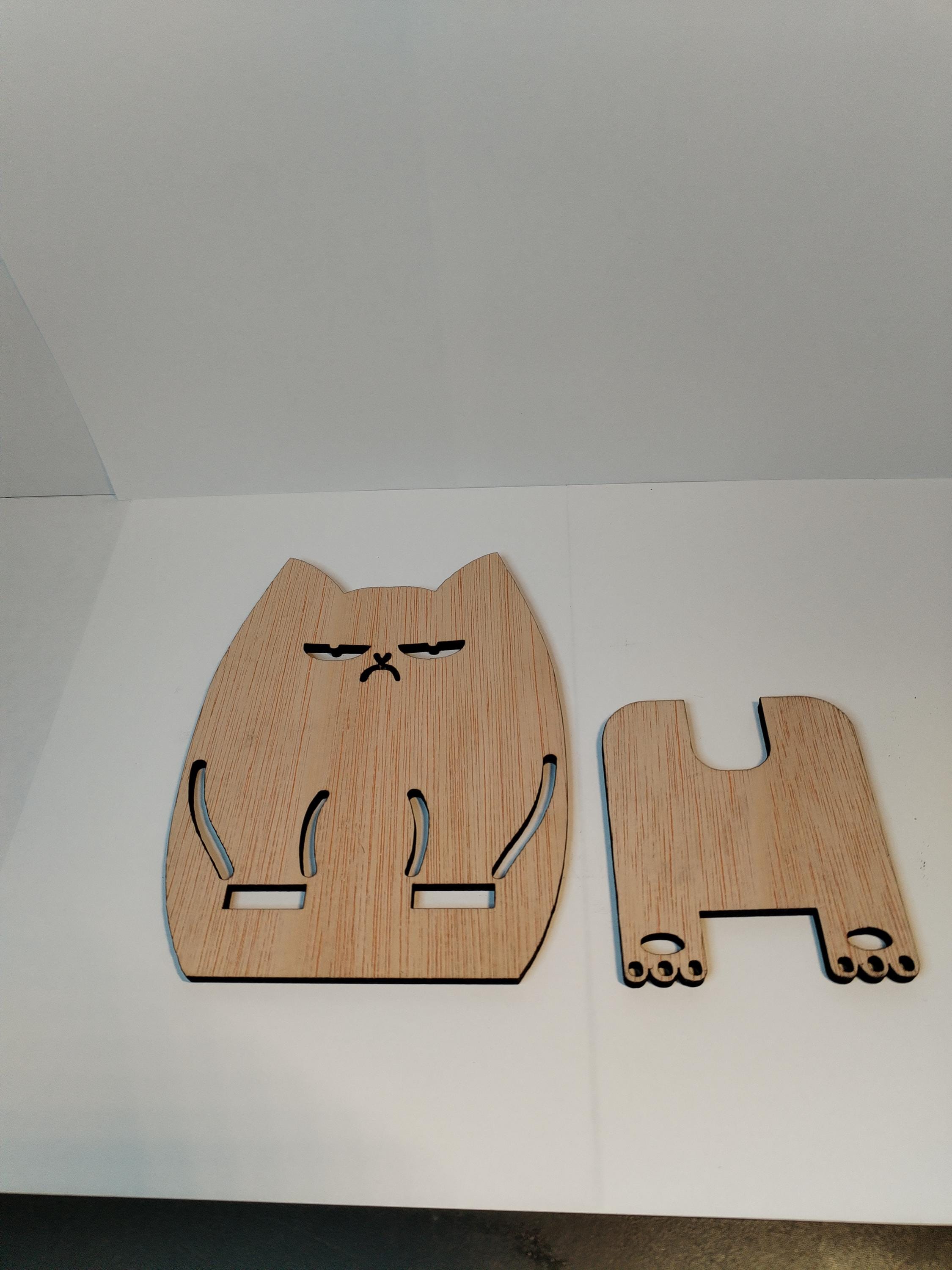 Mini Grumpy Cat Tablet or Phone Holder Stand Wooden Lasercut - Etsy UK