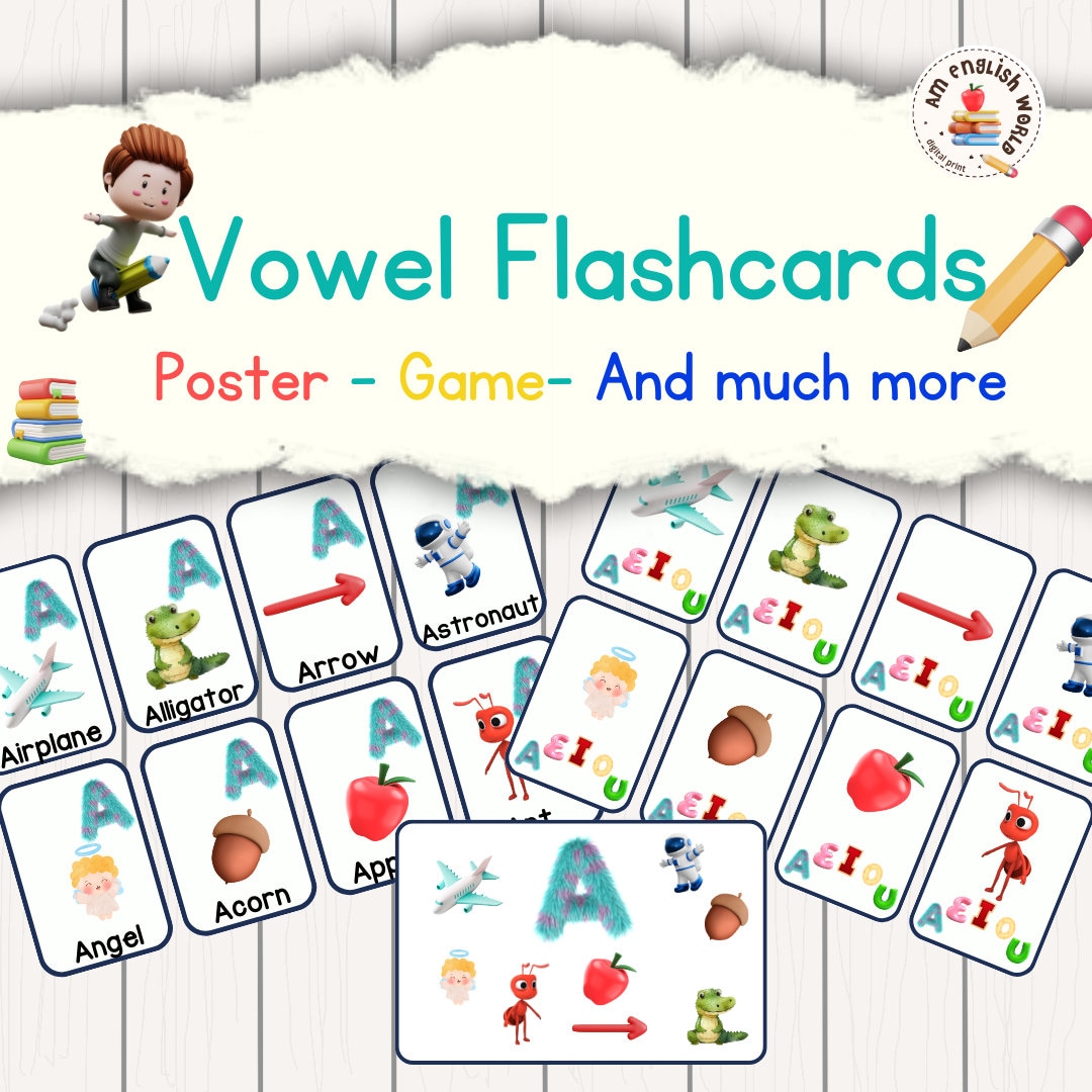 Vocal Flash Cards. Learning Cards. Classroom Decoration. Vowel Sounds ...