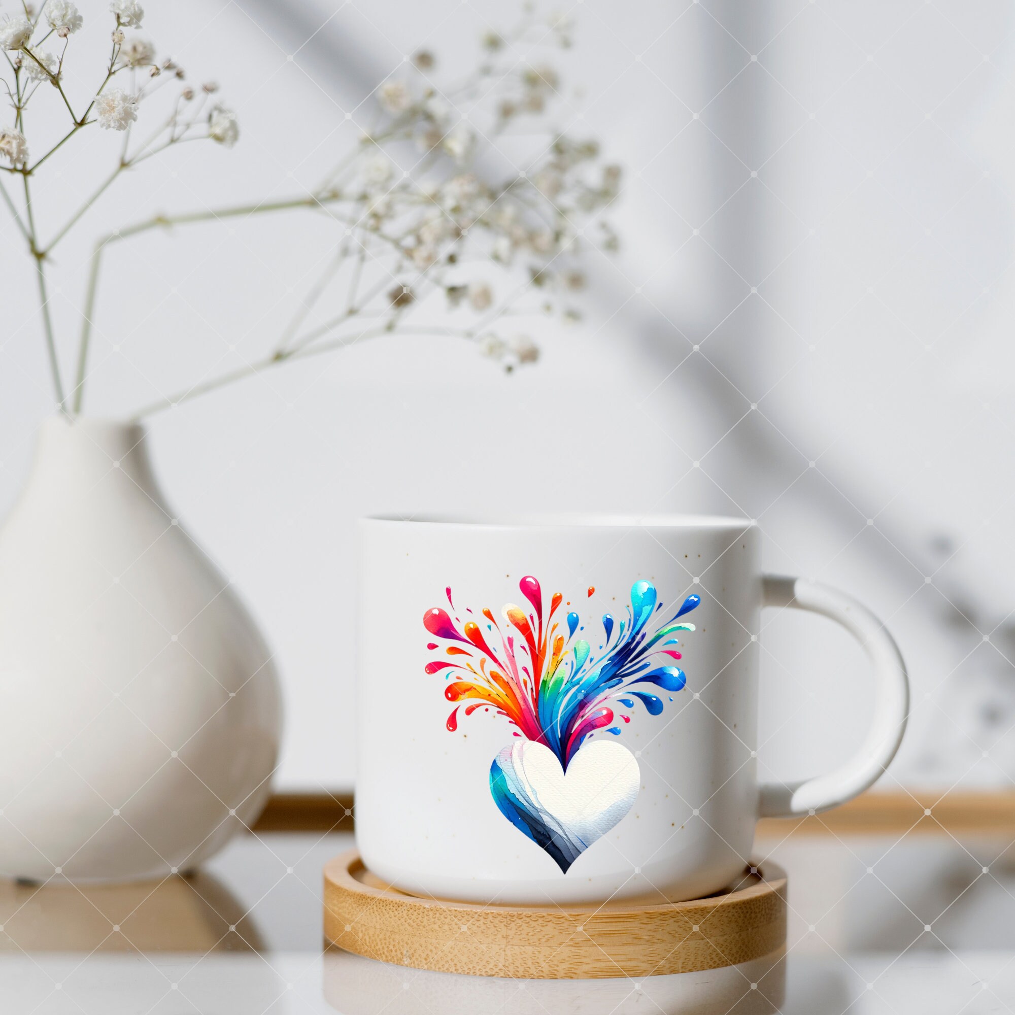 Heart Watercolor Clipart, 12 PNG Valentines Day Clipart, Valentines Day ...