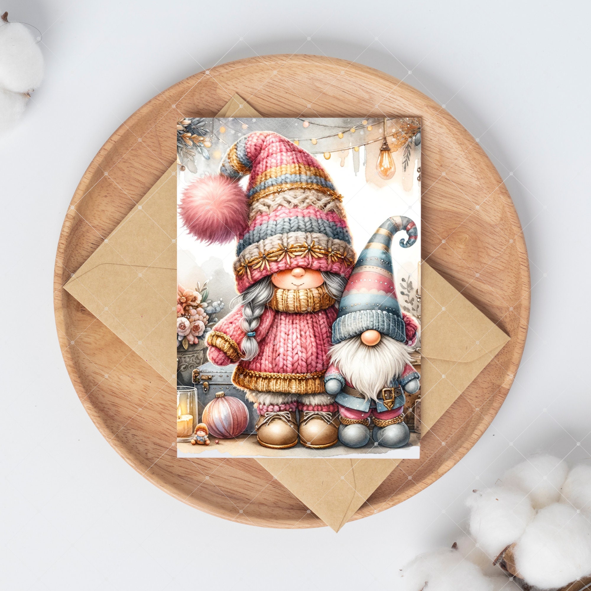 New Year Gnomes Watercolor Clipart, 48 PNG Watercolor, New Year Clipart ...