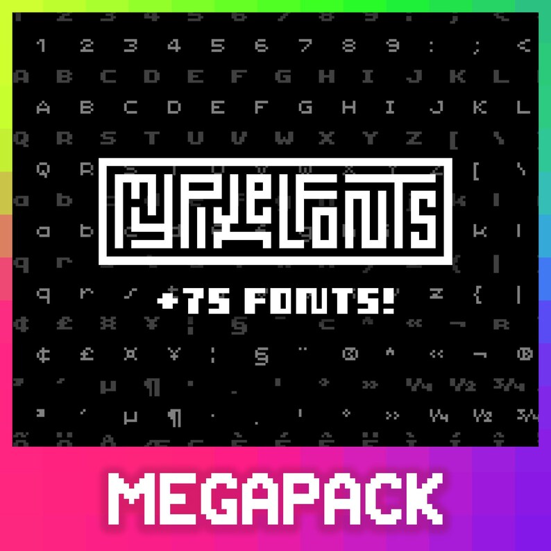 Pixel Art Font Mega Pack Font Bundle, Retro Game Fonts, 8-bit Fonts ...