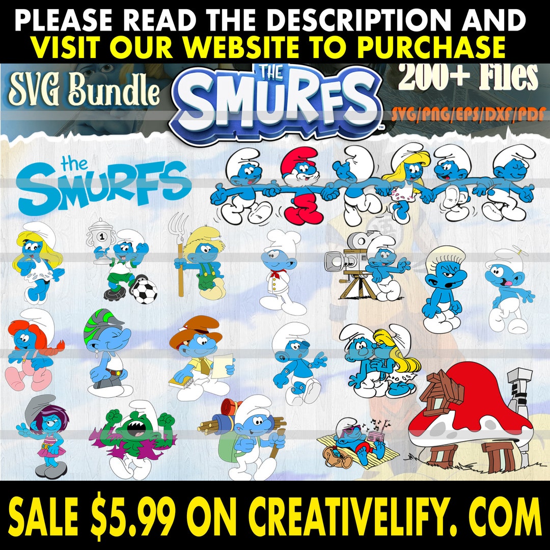File Smurfs SVG Bundle, Smurfs Font SVG Files, Smurfs Birthday, Smurfs ...