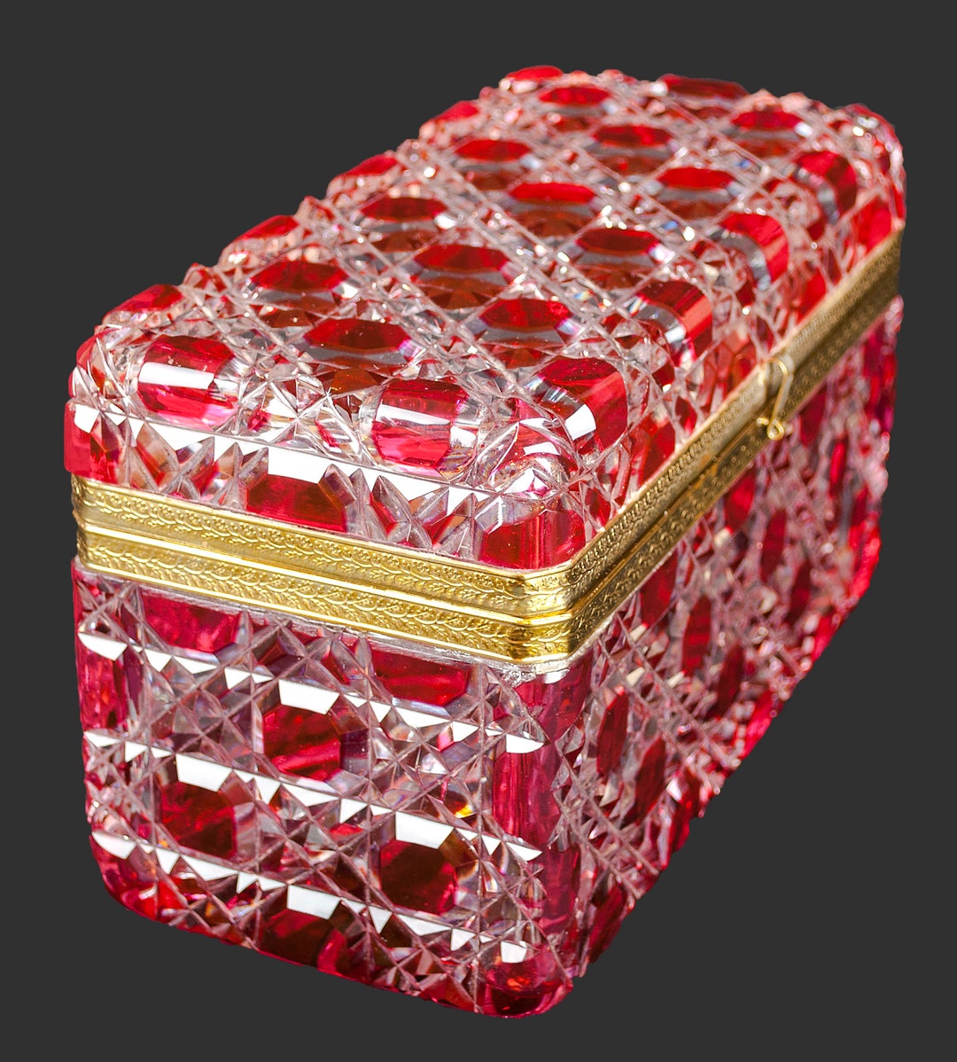 Monumental Cut Crystal Jewelry Casket, Red Cut to Clear - Etsy