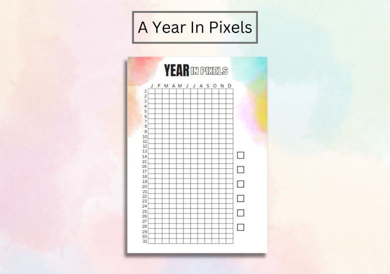 PDF Year in Pixels Bullet Journal Spread - Etsy