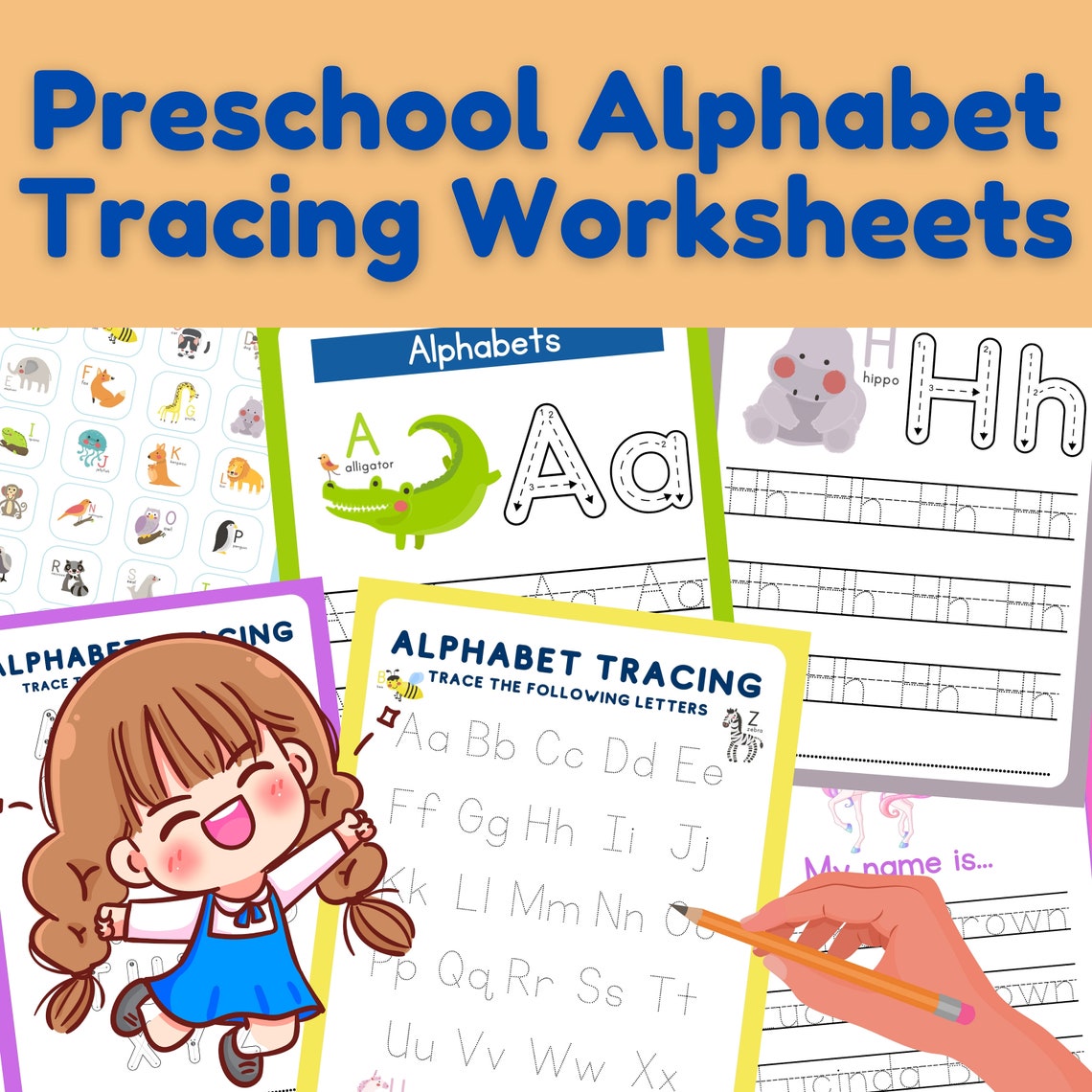 Preschool Alphabet Tracing Worksheets: Perfect Start to Handwriting - Etsy