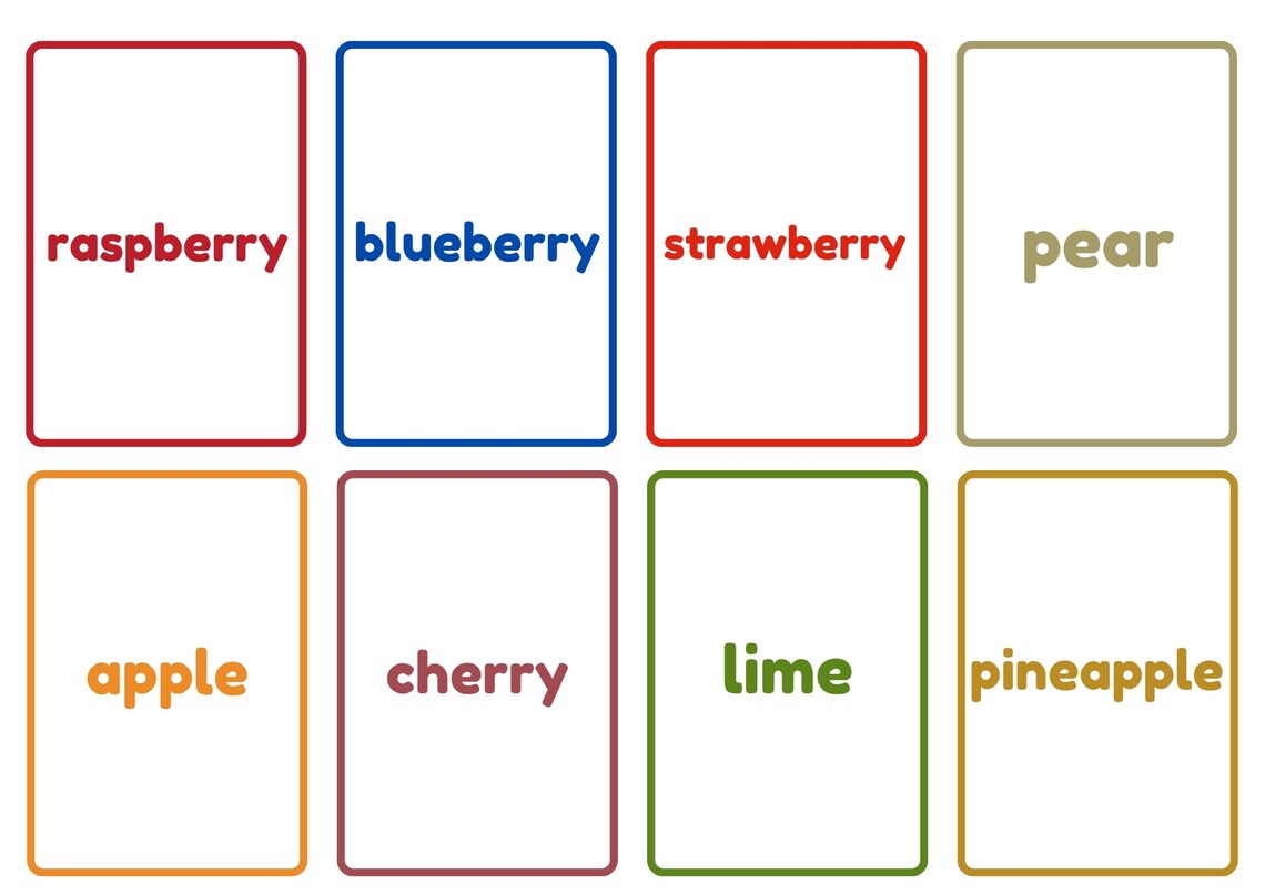 Preschool Educational Flashcards Set Learn Food, Vegetables, Body Parts ...