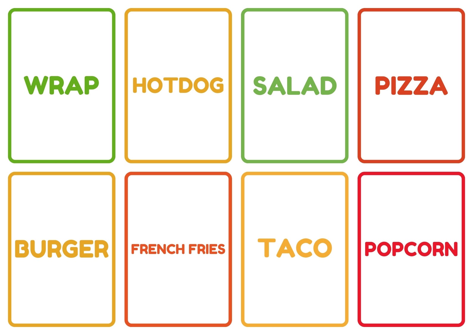 Preschool Educational Flashcards Set Learn Food, Vegetables, Body Parts ...