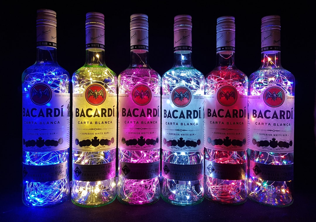 Bacardi Rum Bottle Lamp Lamp With 80 Leds Color Selection Upcycling ...