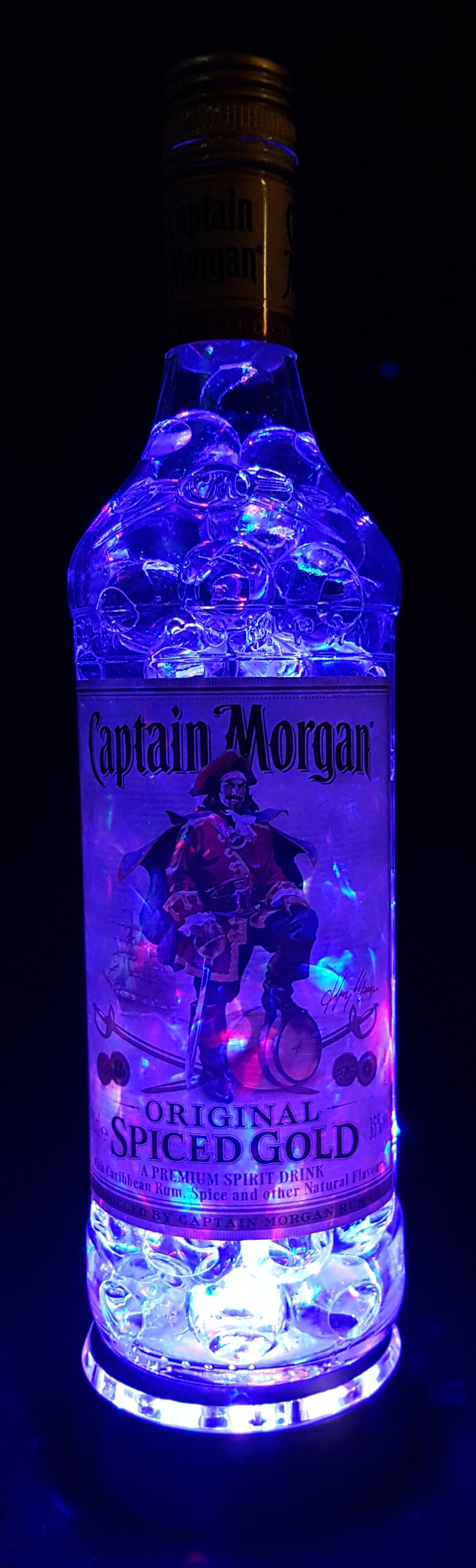 Captain Morgan Rum Bottle Lamp bubble Color Changing LED Pedestal ...