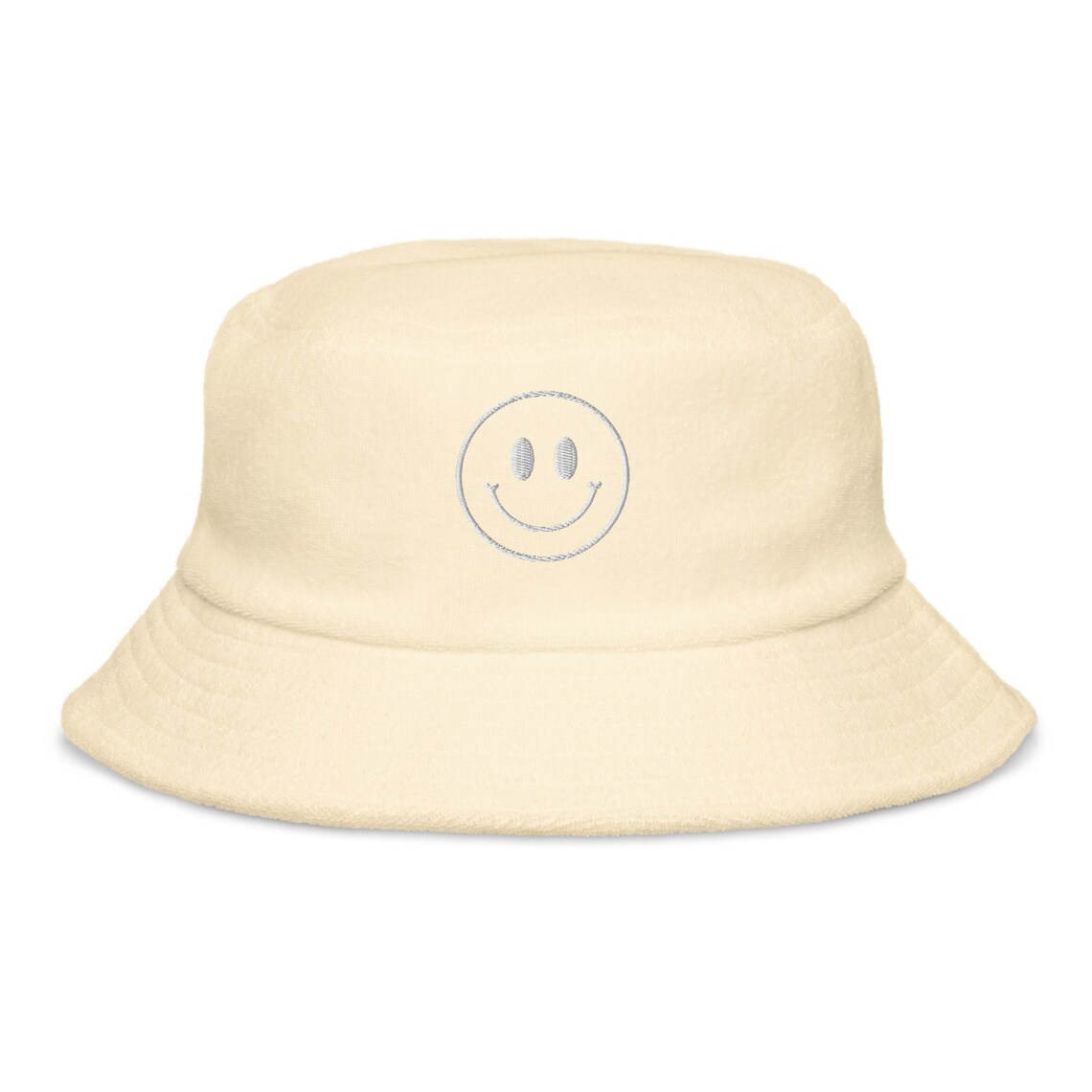 Smiley Face Terry Cloth Bucket Hat, Embroidered Bucket Hat, Bucket Hat ...