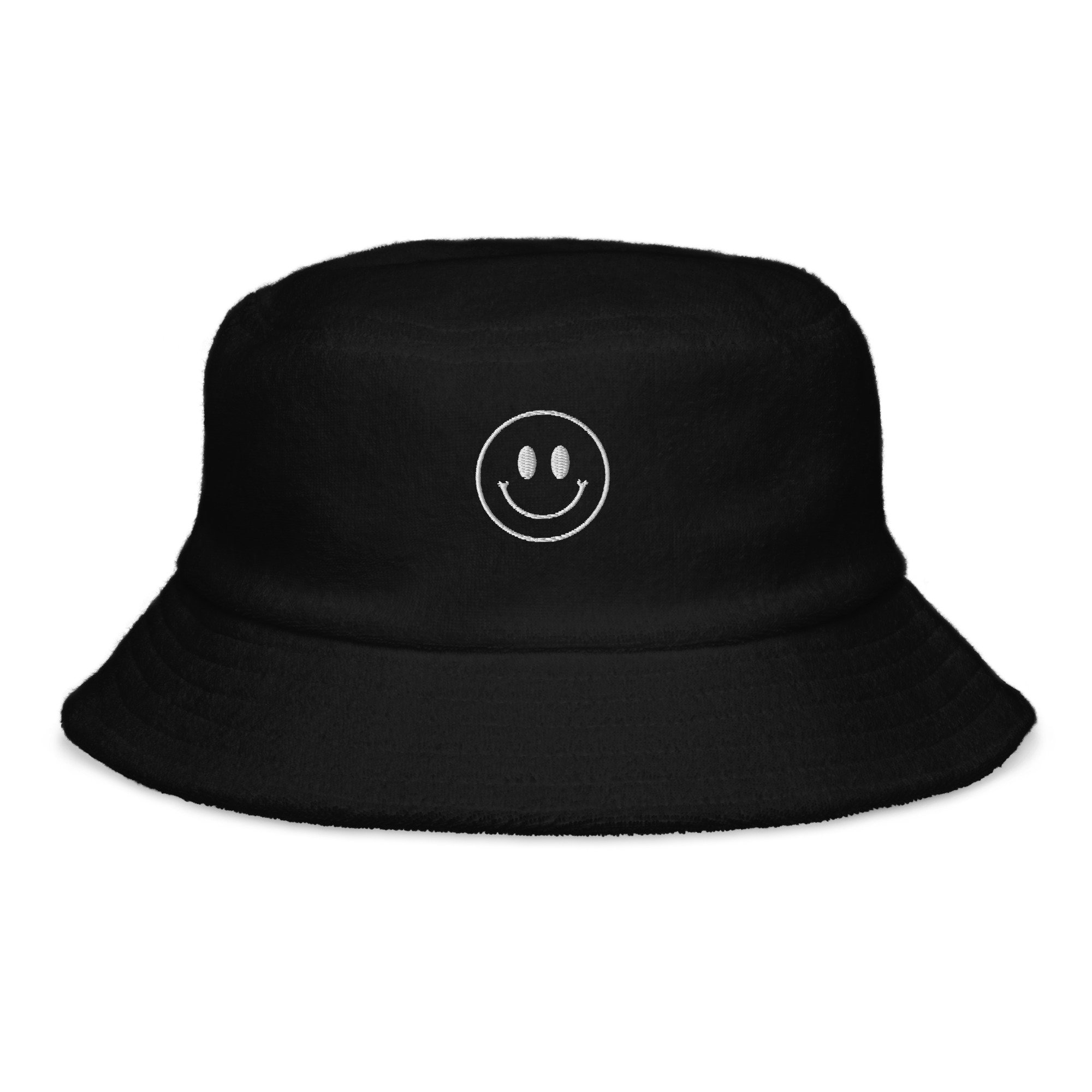 Smiley Face Terry Cloth Bucket Hat, Embroidered Bucket Hat, Bucket Hat ...