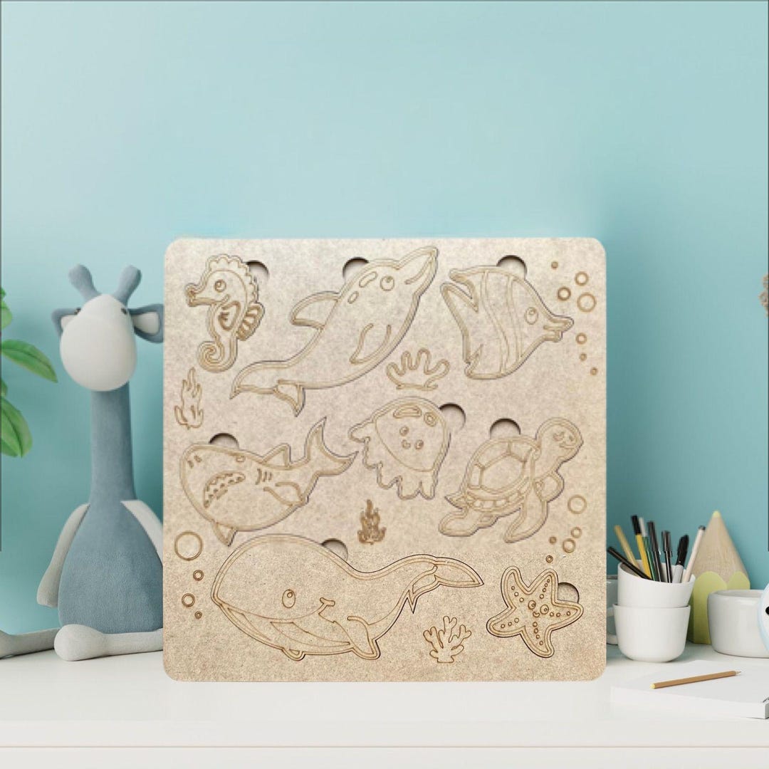 Wooden Sea Animals Puzzle: Montessori Learning Game - Etsy