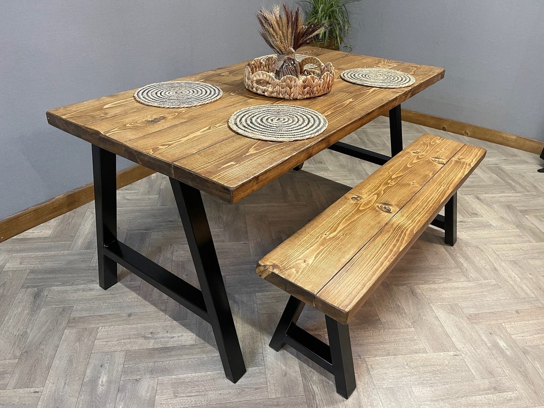 A Frame Leg Dining Table Set - Handmade Rustic Industrial - Etsy UK