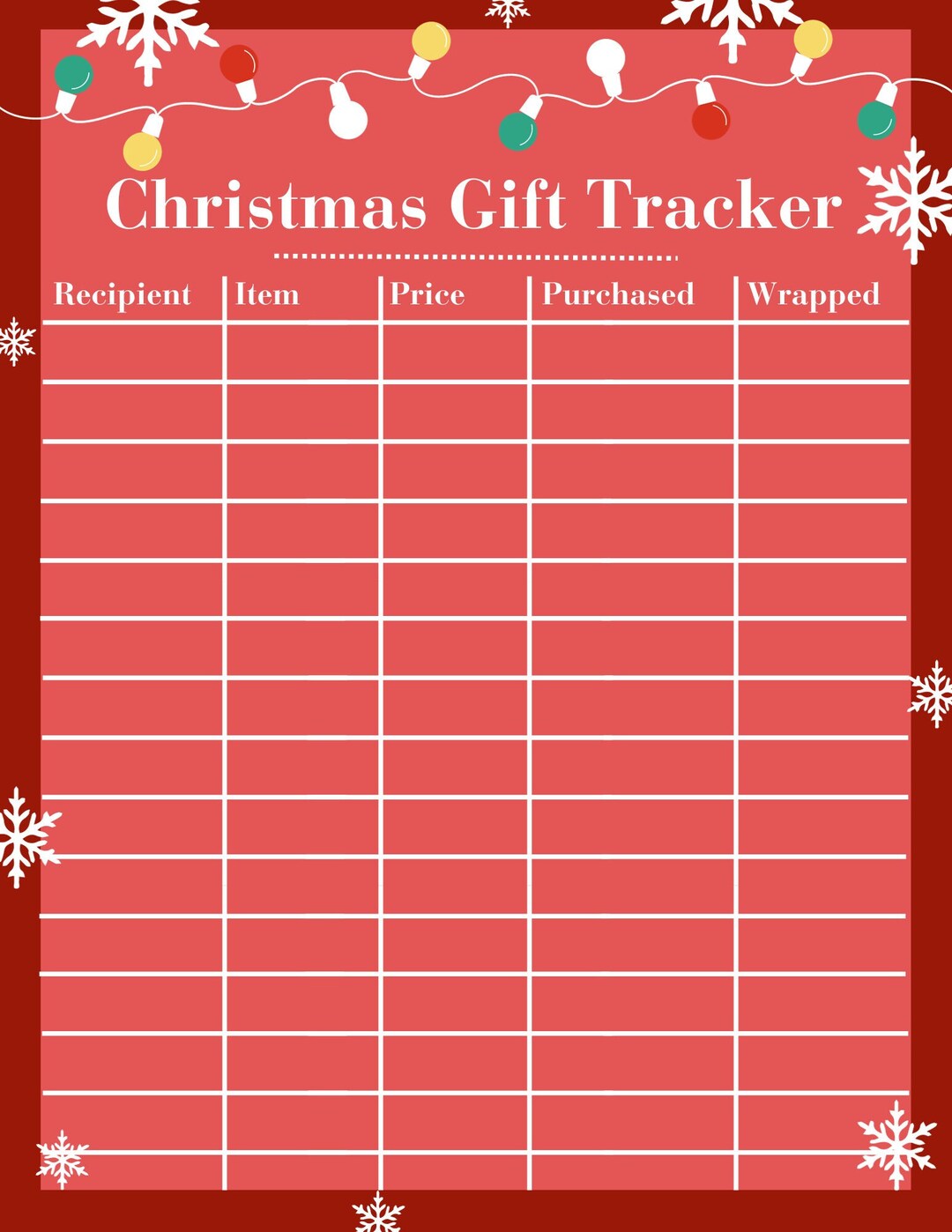 Christmas Gift Tracker - Etsy