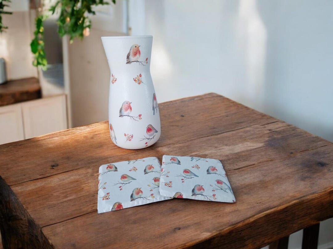 Robin Gift Set, Flower Vase and Coaster Gift Set, Robin Gifts, Robin ...