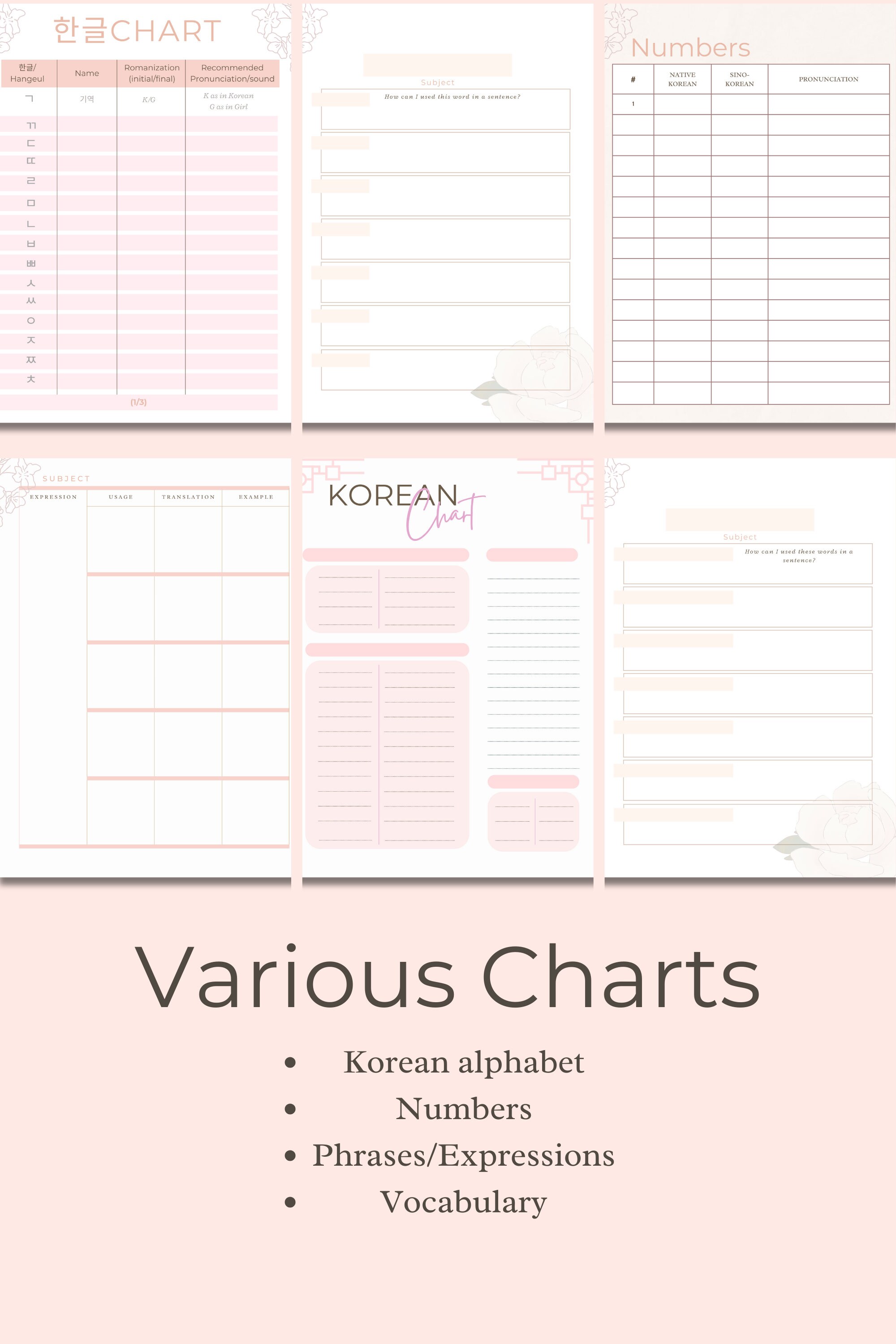 Korean Study Journal, Language Study Notebook, Korean Study Planner ...