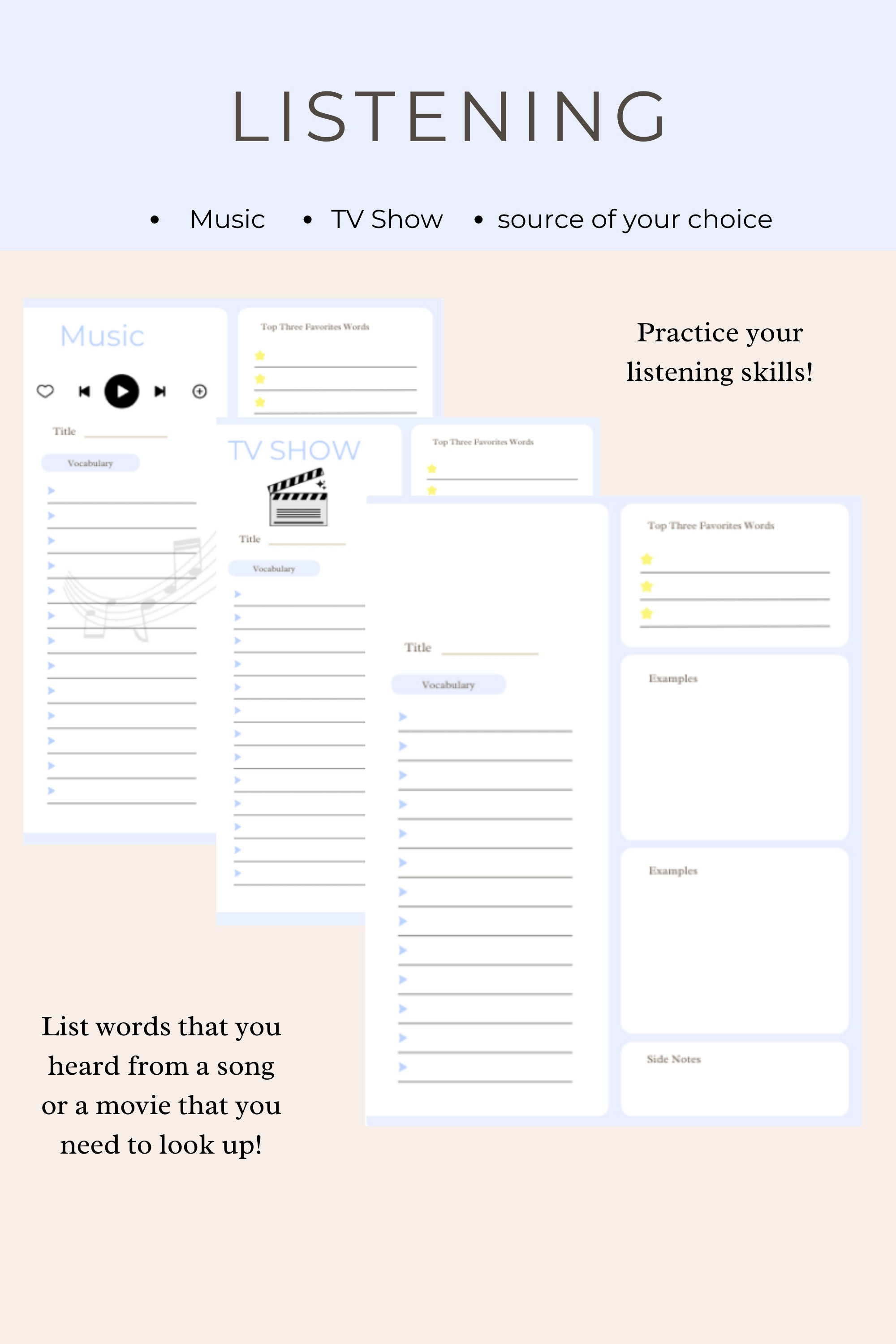 Korean Study Journal, Language Study Notebook, Korean Study Planner ...