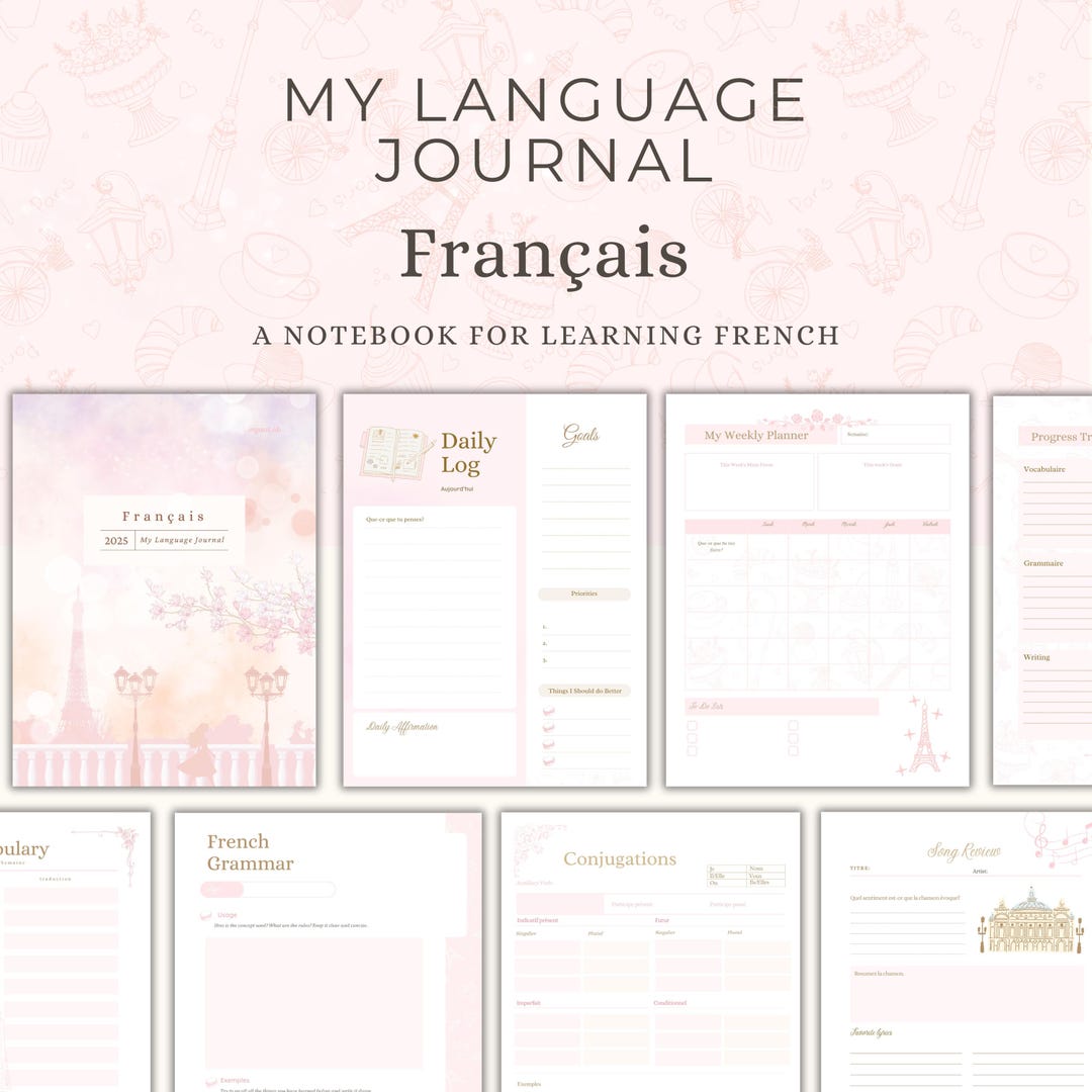 Paris French Language Journal: Beginner Study Notebook (digital ...