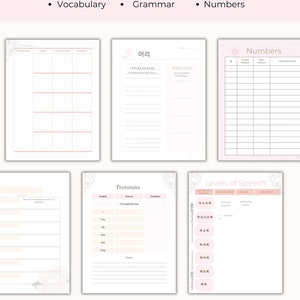 Beginner Korean Language Journal: Blossom Theme, Study Planner (digital ...