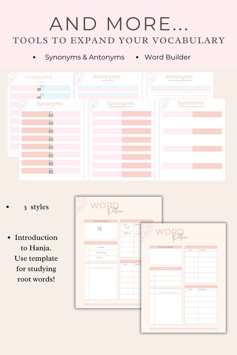 Korean Study Journal, Language Study Notebook, Korean Study Planner ...