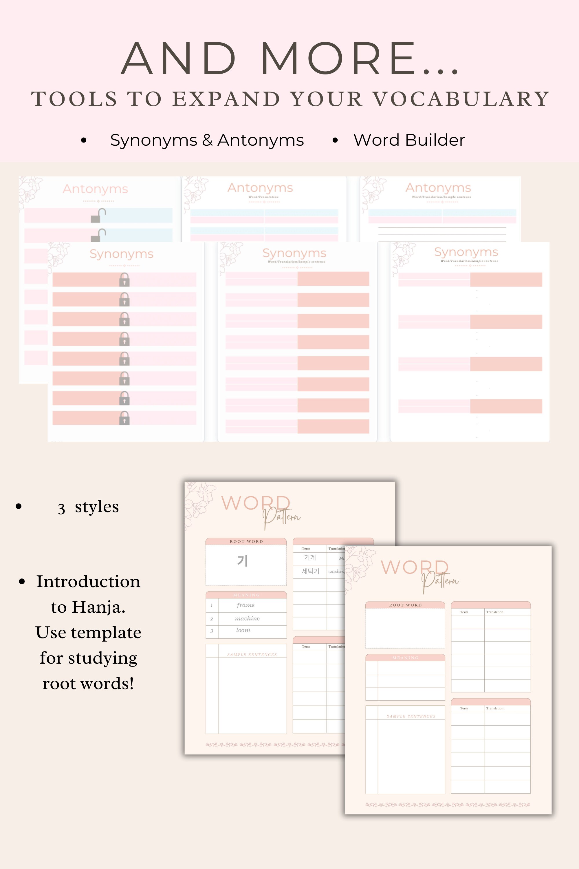 Korean Study Journal, Language Study Notebook, Korean Study Planner ...