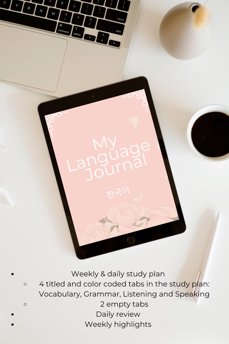 Korean Study Journal, Language Study Notebook, Korean Study Planner ...