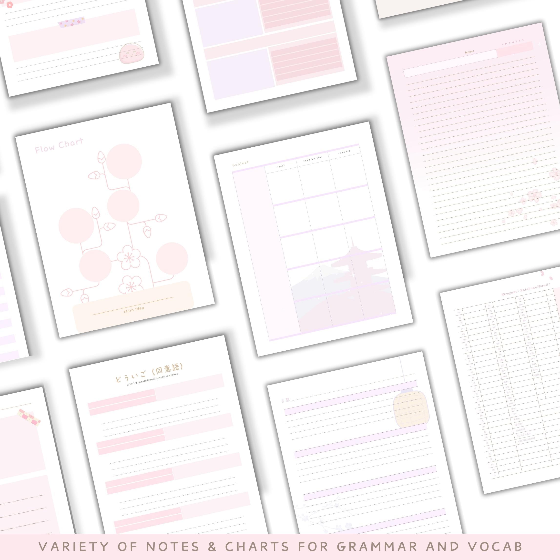 Japanese Learning Journal: Sakura Dream, Hyperlinked Digital Planner ...
