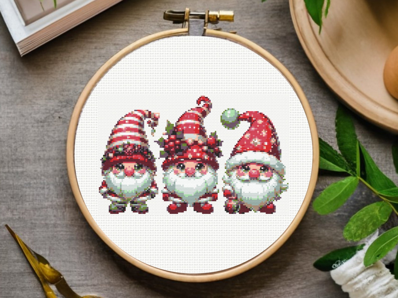 Christmas Gnome Cross Stitch Pattern, 2 Santa Gnome Bundle Set, Instant ...
