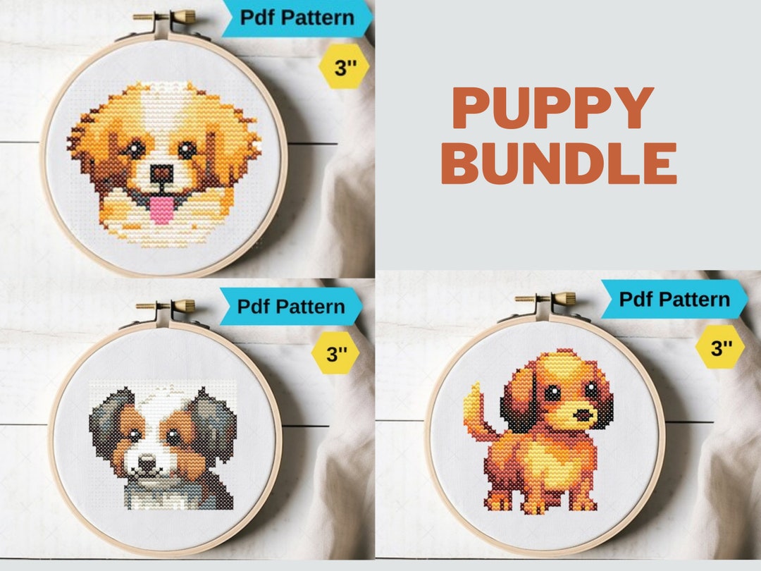 Puppy Bundle Cross Stitch Pattern Realistic Cross Stitch - Etsy