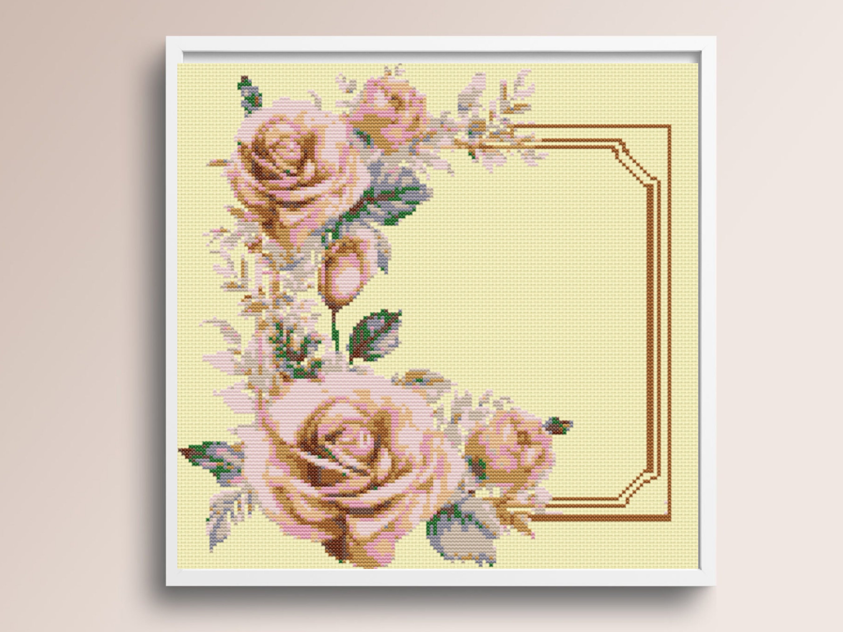Floral Border Cross Stitch Pattern, Flower Wreath Cross Stitch, Free ...