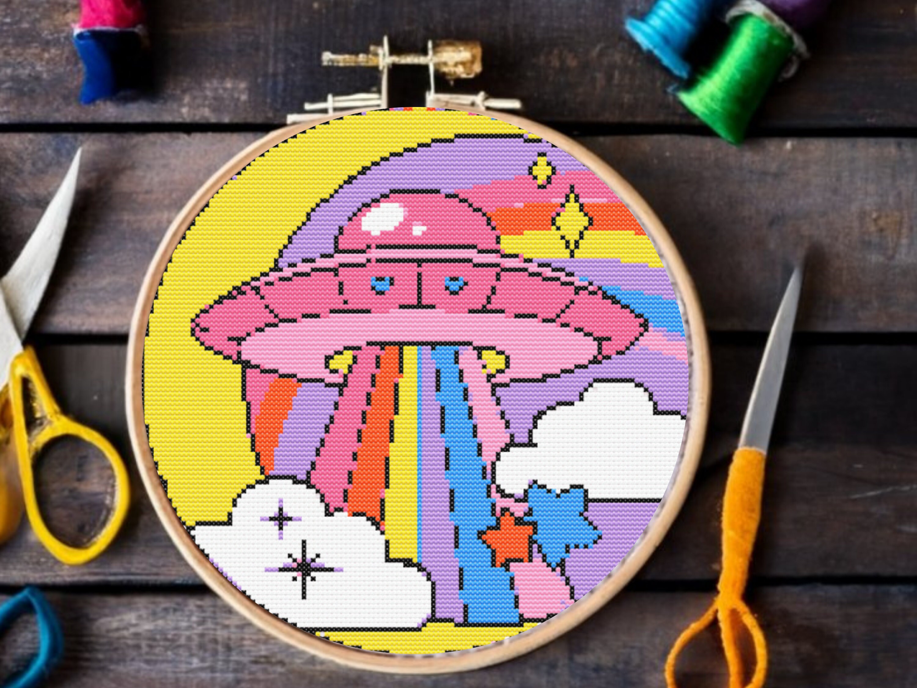 UFO Cross Stitch Pattern Alien Stitch Pattern, UFO Embroidery Instant ...