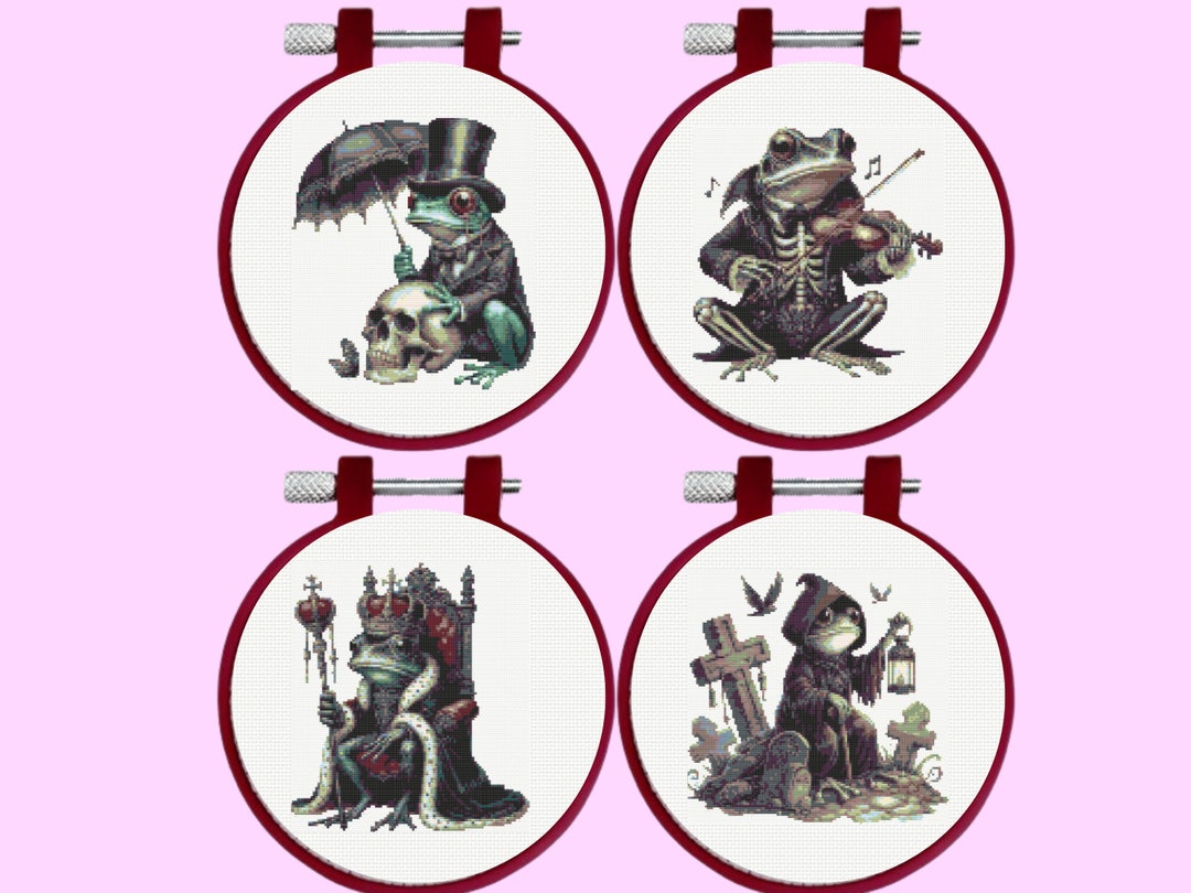Gothic Frog Cross Stitch Pattern, 4 Frog Cross Stitch Pattern ...