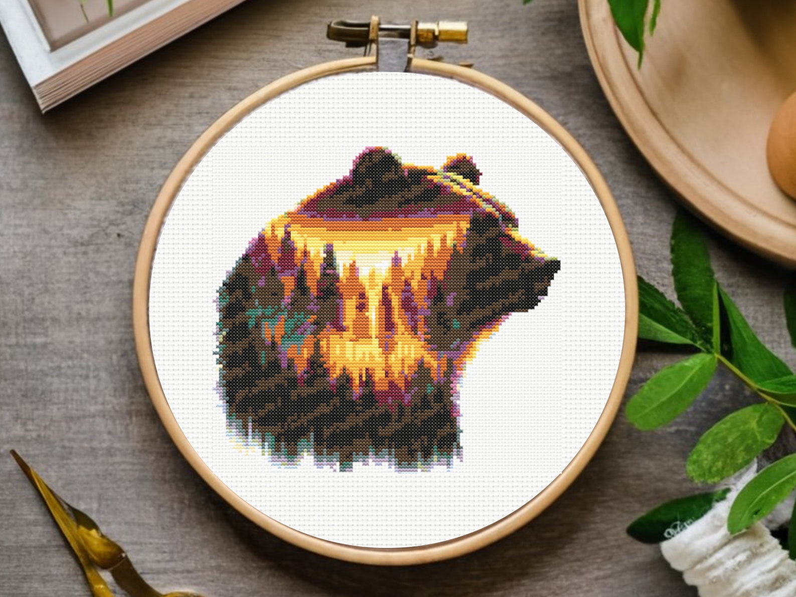 Grizzly Bear Cross Stitch Pattern Bear Sublimation Cross Stitch Pattern ...